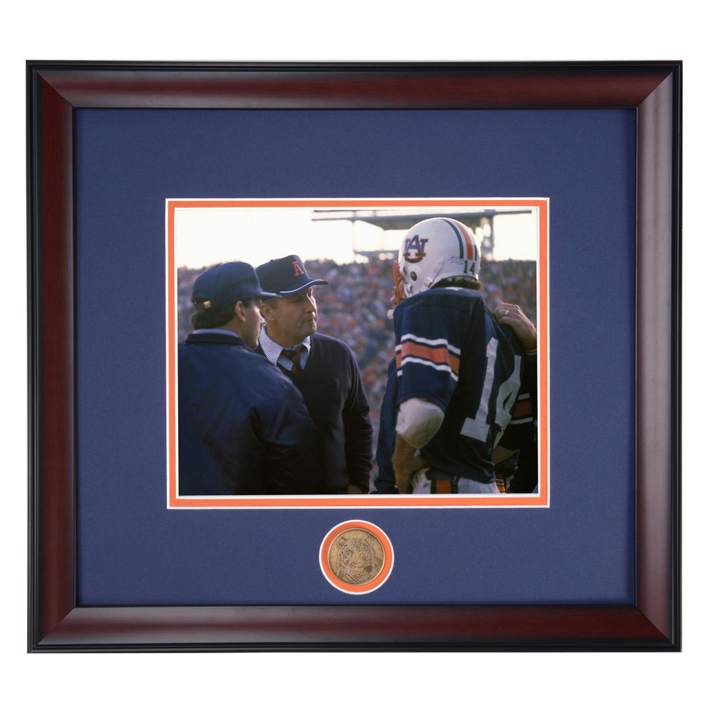 Auburn Tigers Coach Pat Dye on Field Framed Football Photo – Auburn Art
