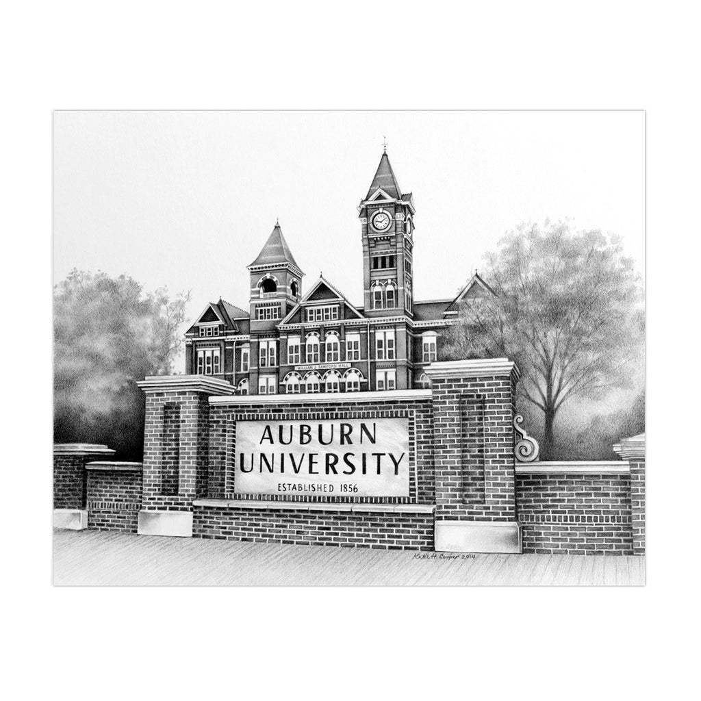 Samford Hall Print - Katie Cooper – Auburn Art